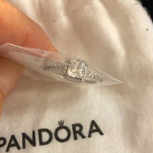 Pandora | Jewelry | Pandora Sterling Silver Square Sparkle Halo Ring ...